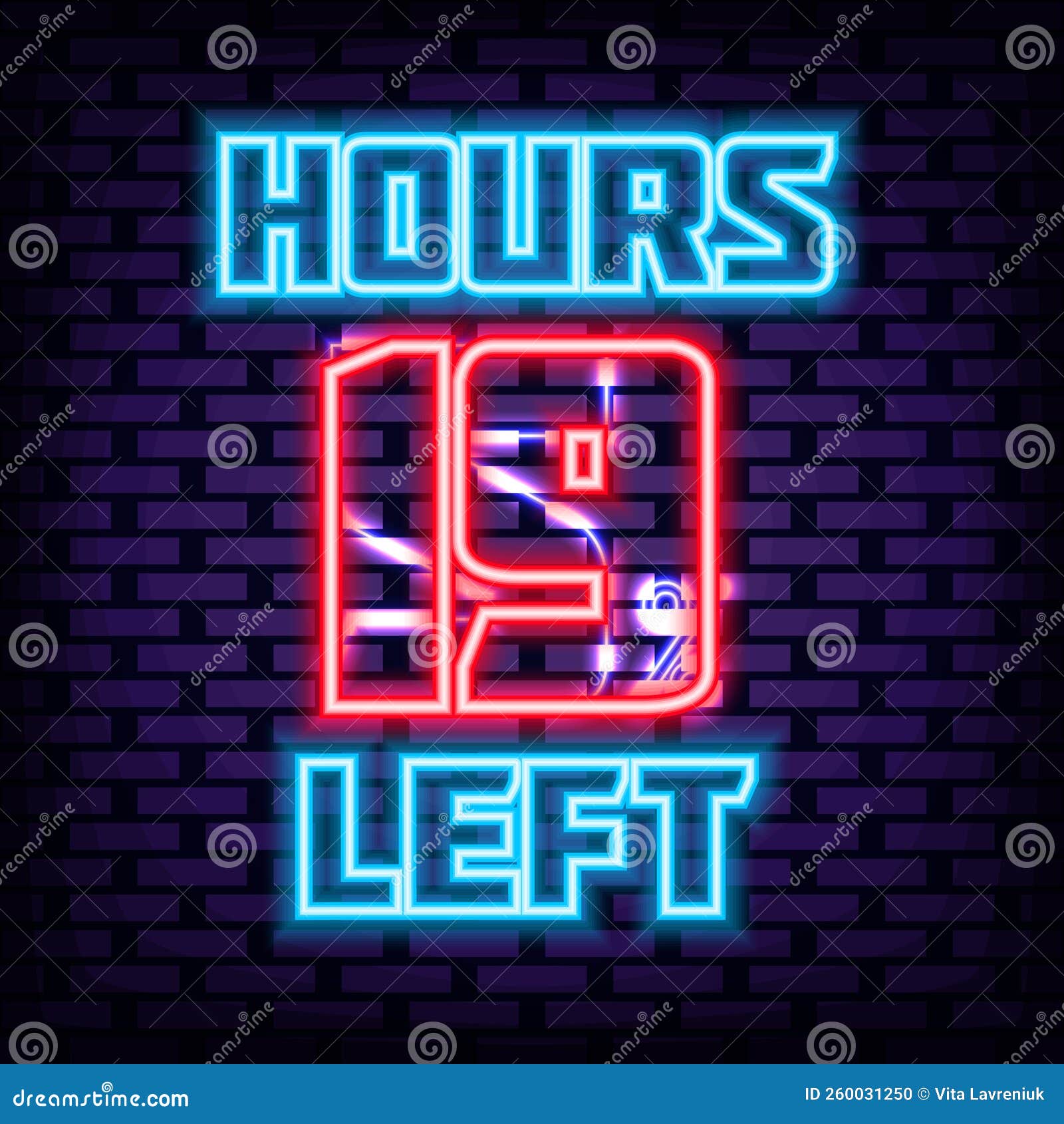 19 Hours Left Neon Sign Vector. Neon Script. Night Bright Advertising ...