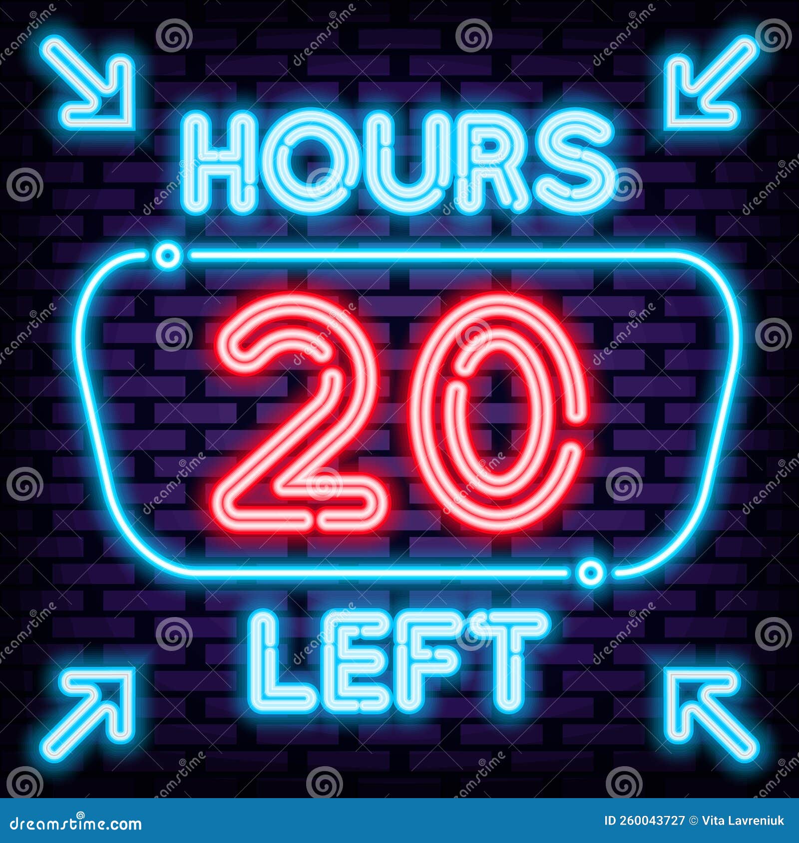 20 Hours Left Neon Signboards. Bright Signboard. Neon Text Stock Vector ...