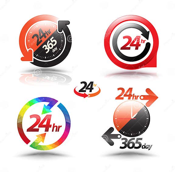 24 Hours Open Customer Service Collection. Stock Vector - Illustration ...
