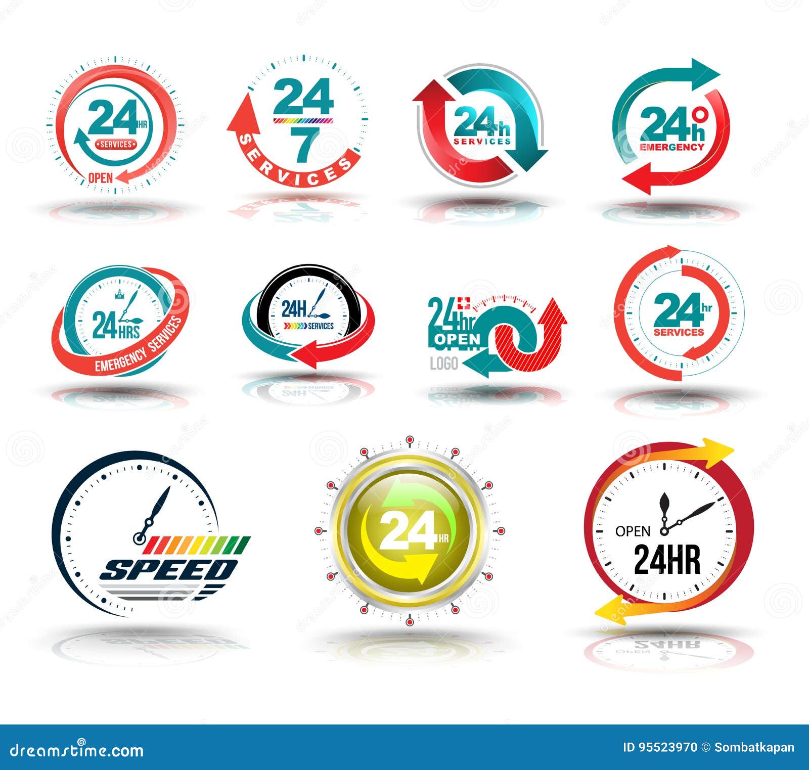 24 Hours Open Customer Service Collection. Stock Vector - Illustration ...