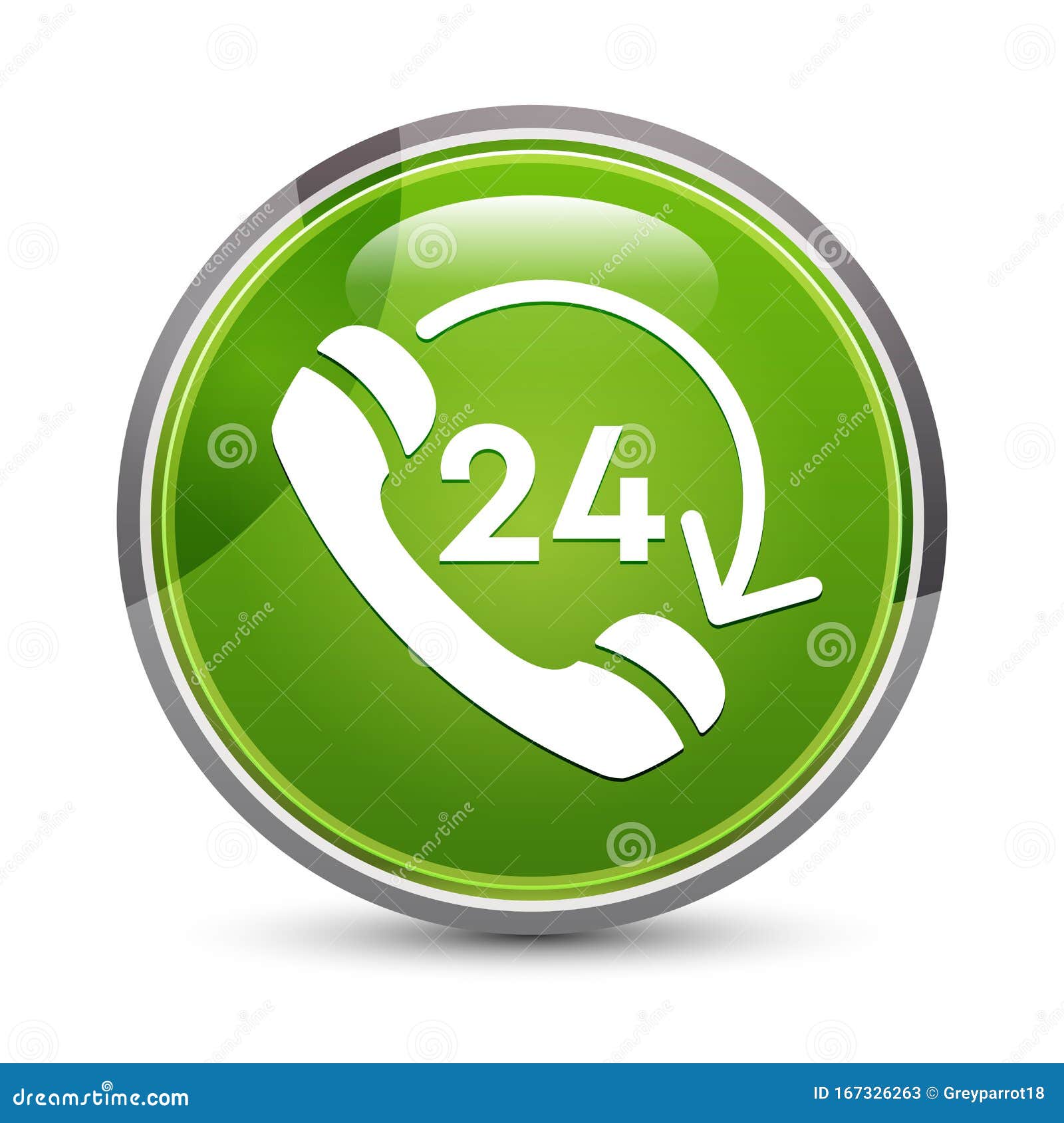 24 Hours Open Phone Rotate Arrow Icon Elegant Green Round Button Vector ...