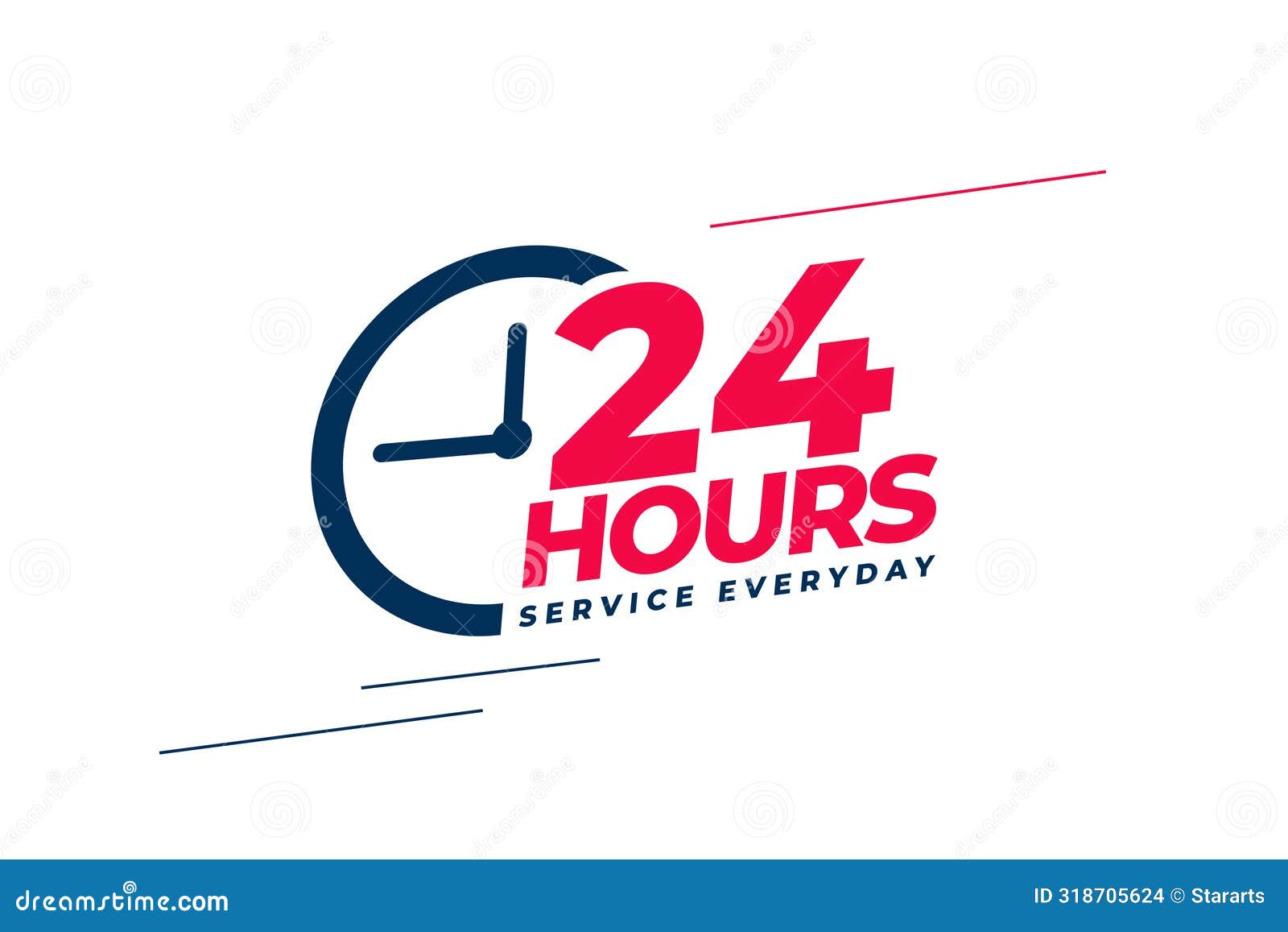 24 Hours Open Service Icon Label Red Yellow Vector Graphic Illustration ...