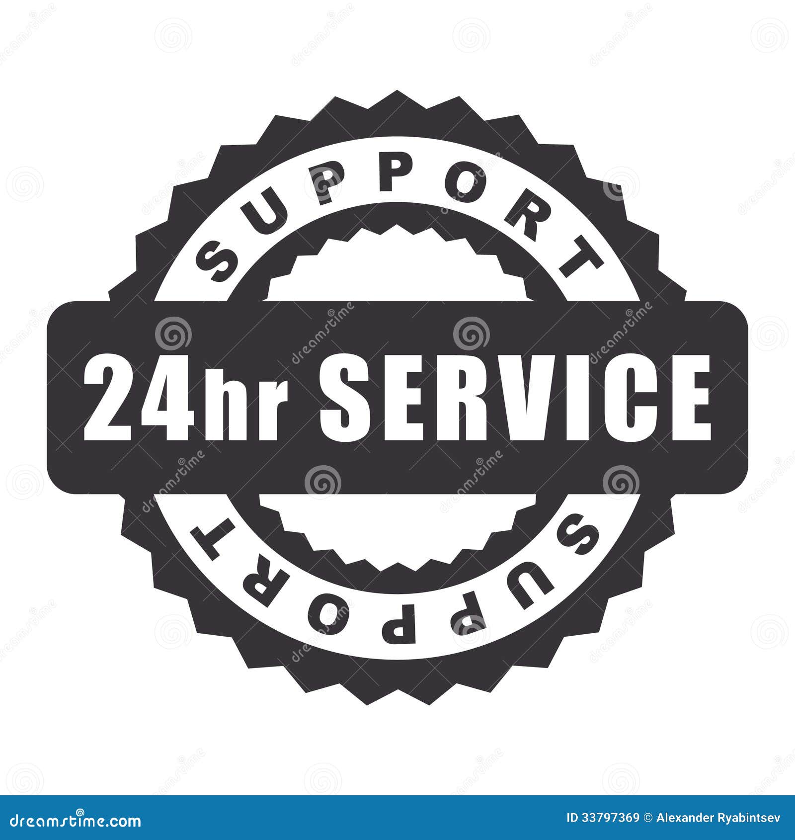 24 Hours Open Service Support Stock Illustration - Illustration of seal ...
