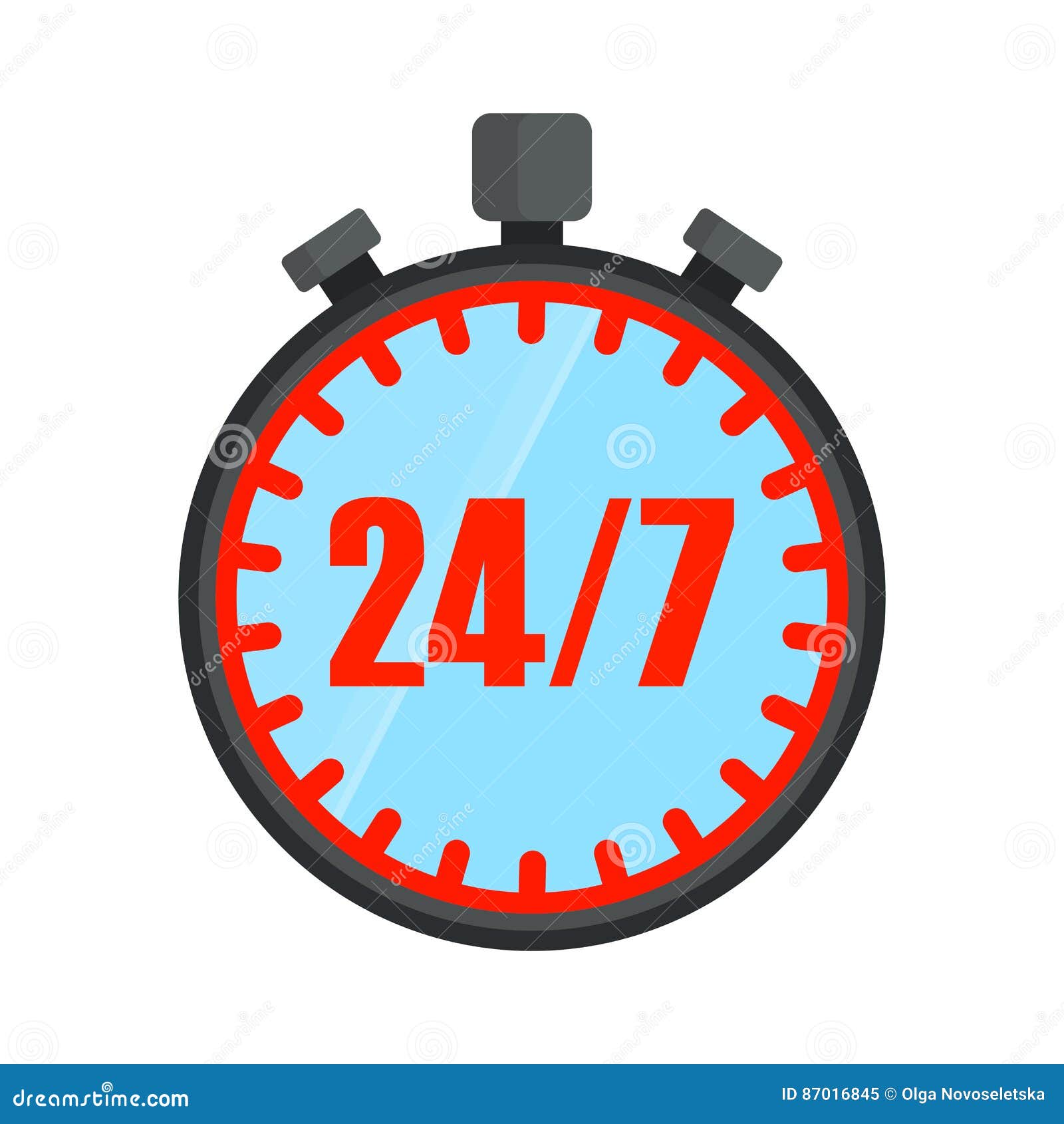 24 hours open stopwatch stock vector. Illustration of service - 87016845