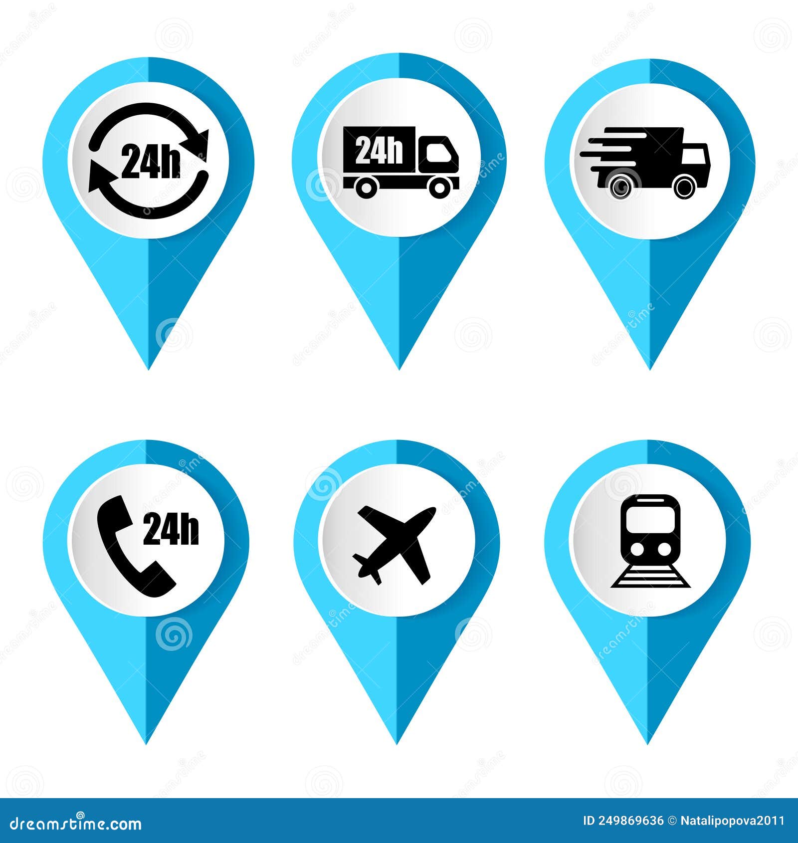 24 Hours Order Execution or Delivery Service Icons. Vector Illustration ...