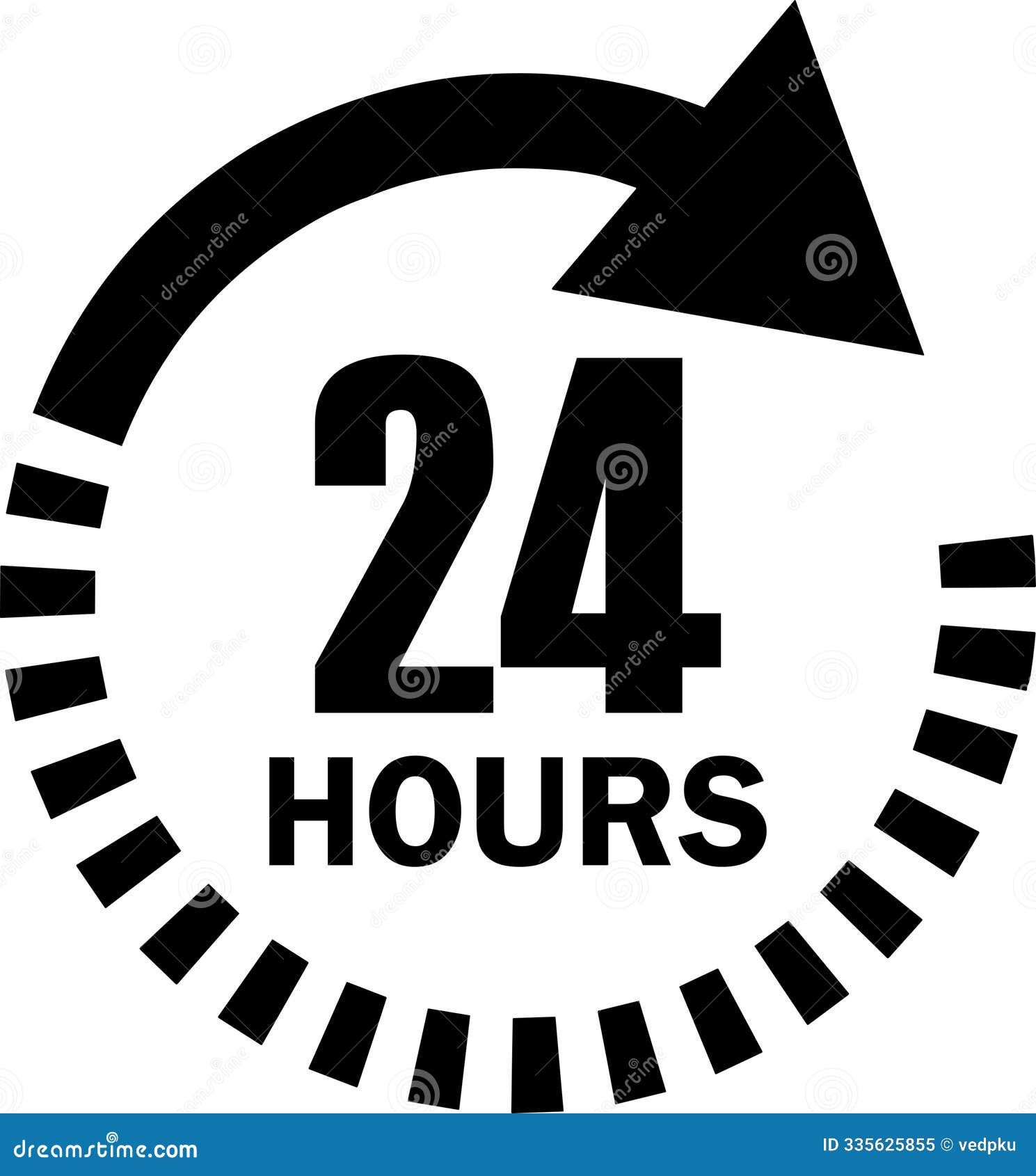 24 Hours Order and Service, Time Management Icon, 24 Hours Icon, Twenty ...