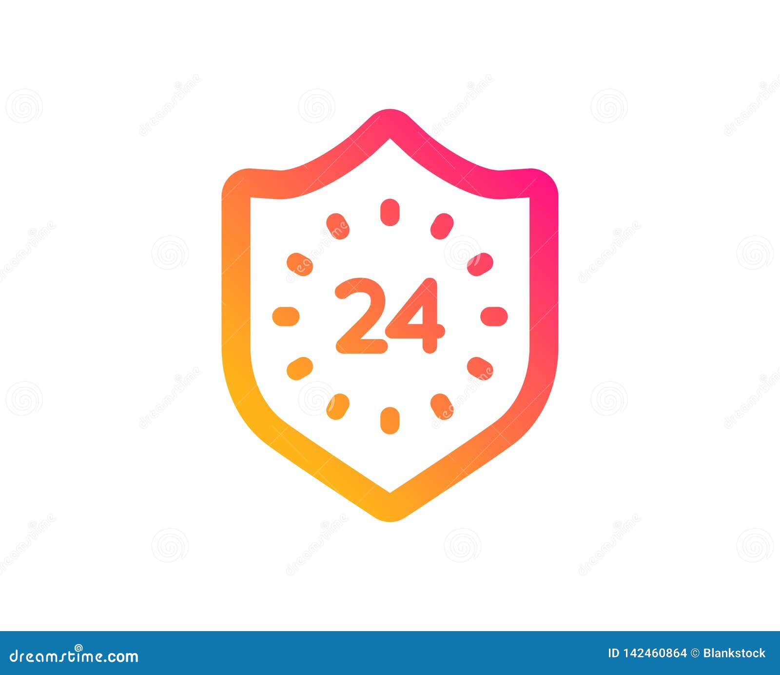 24 Hours Protection Icon. Shield Sign. Vector Stock Vector ...