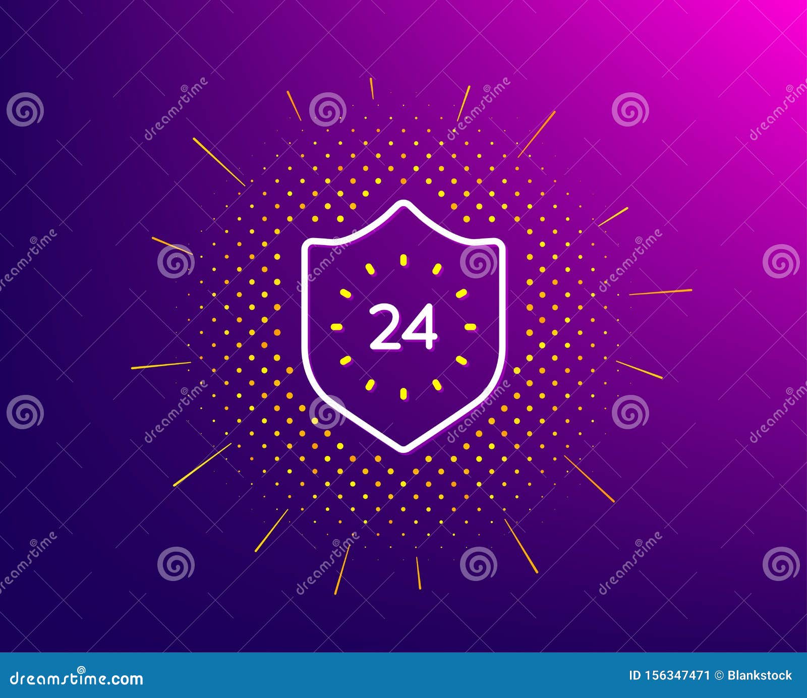24 Hours Protection Line Icon. Shield Sign. Vector Stock Vector ...