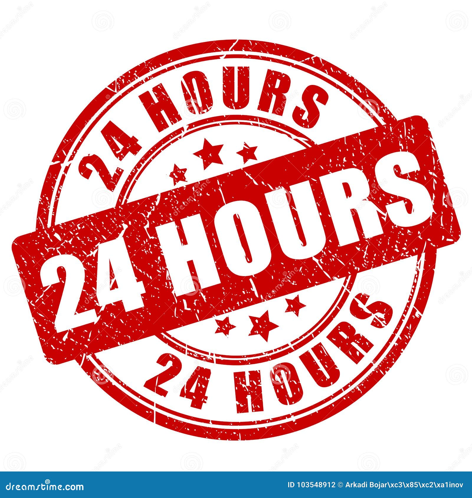 24 hours red rubber stamp stock vector. Illustration of emergency ...