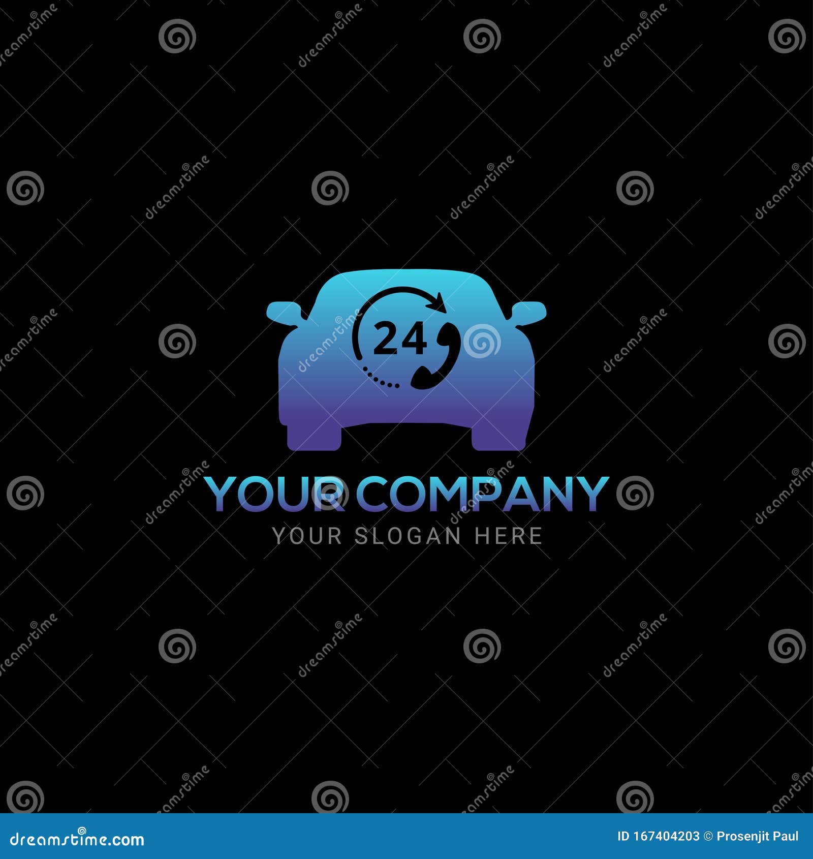 24 Hours Service Car Logo Design Stock Vector - Illustration of clock ...