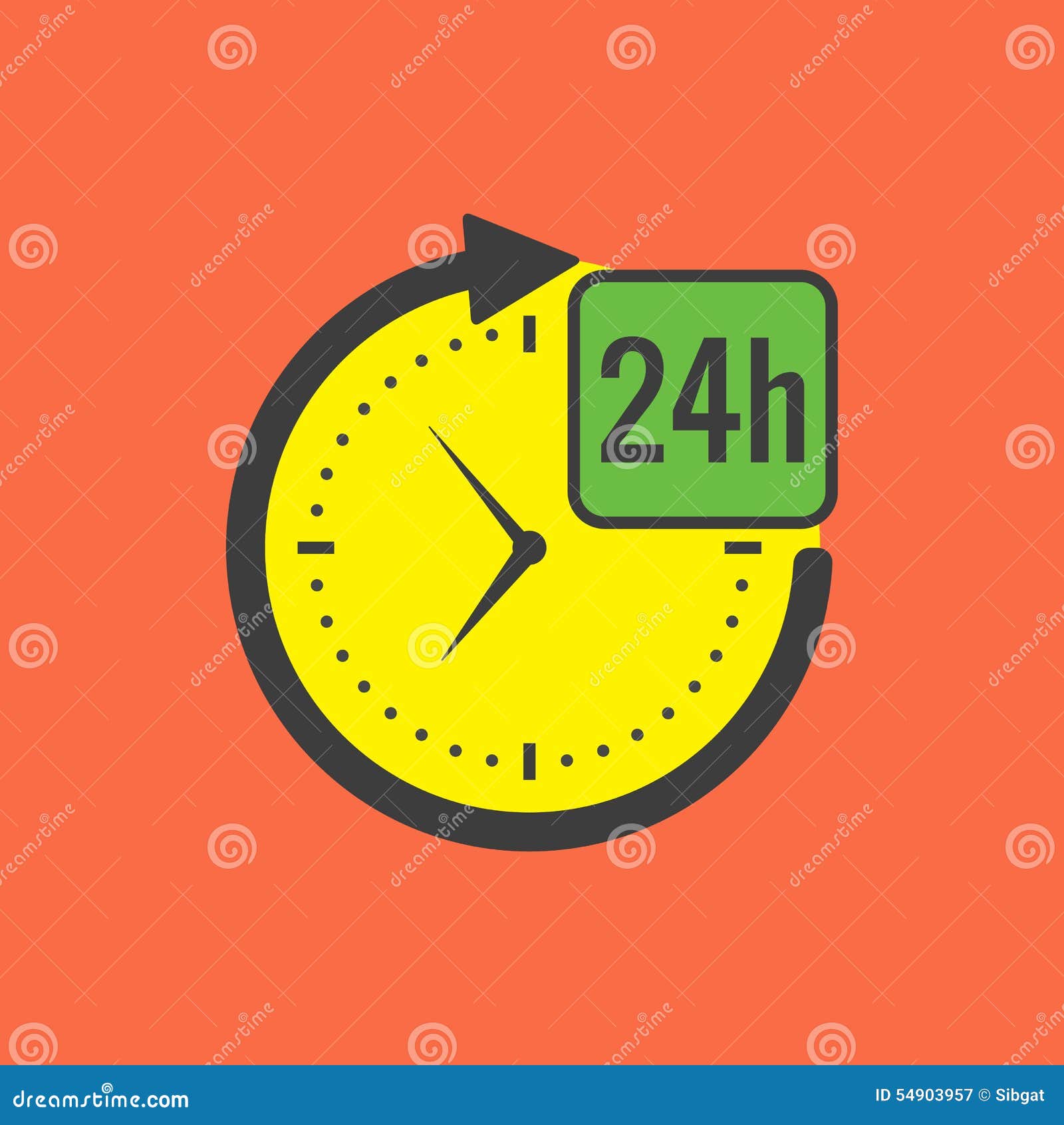 24 Hours Service Concept. Flat Design Stock Vector - Illustration of ...