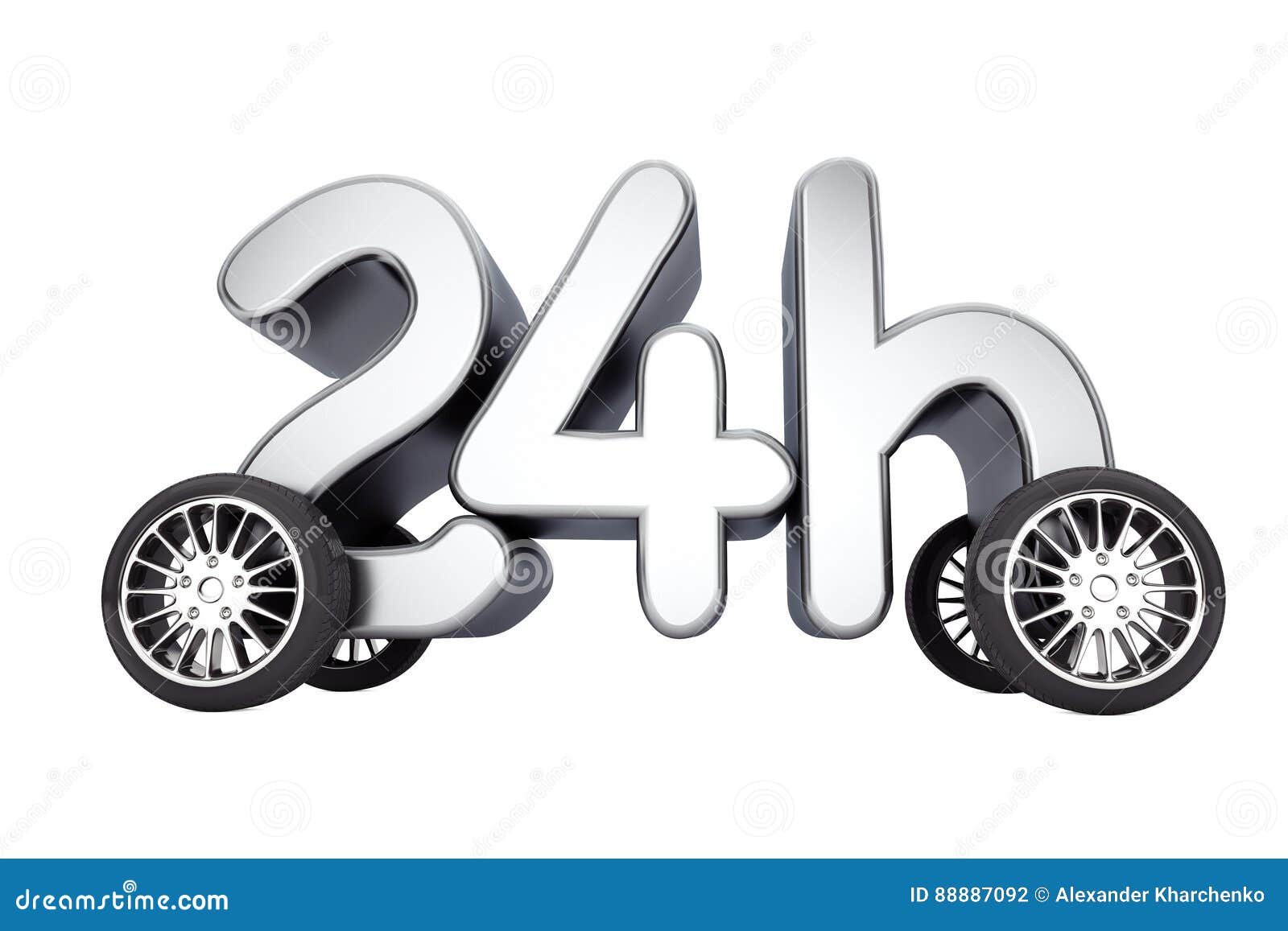 24 Hours Service and Delivery Concept on Wheels. 3d Rendering Stock ...