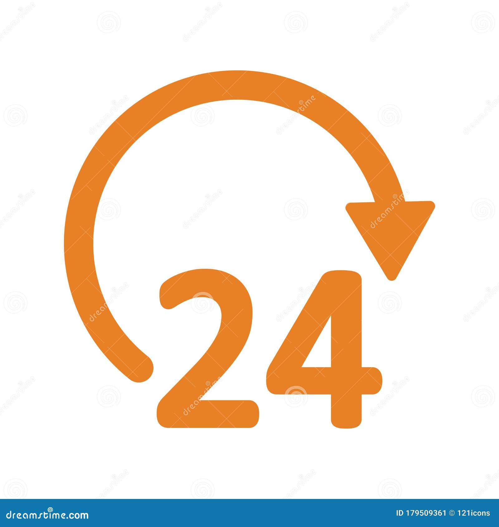24 Hours Service Icon, Schedule, Work Hours / Orange Color Stock ...