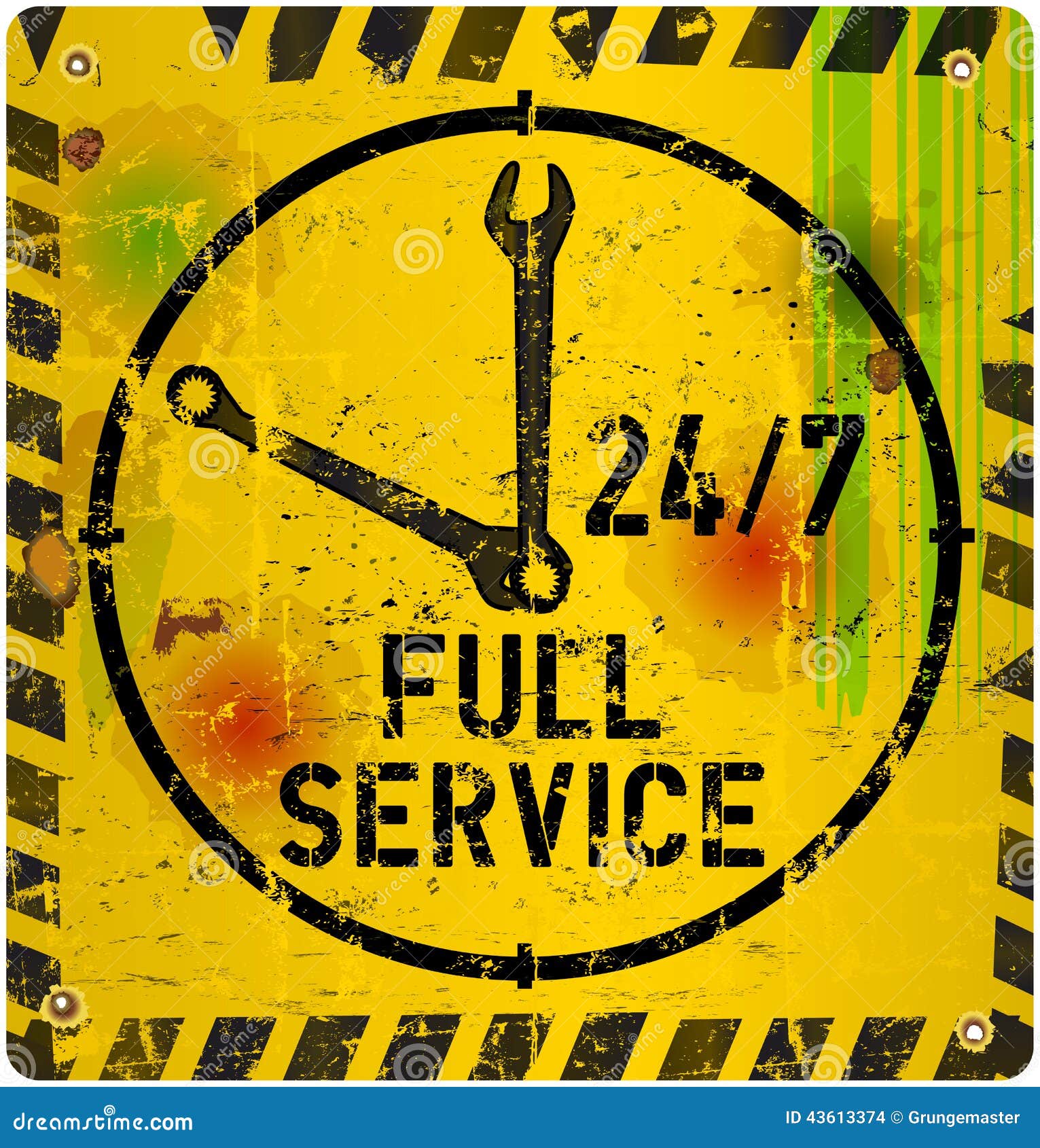 24 hours service sign, stock vector. Illustration of design - 43613374
