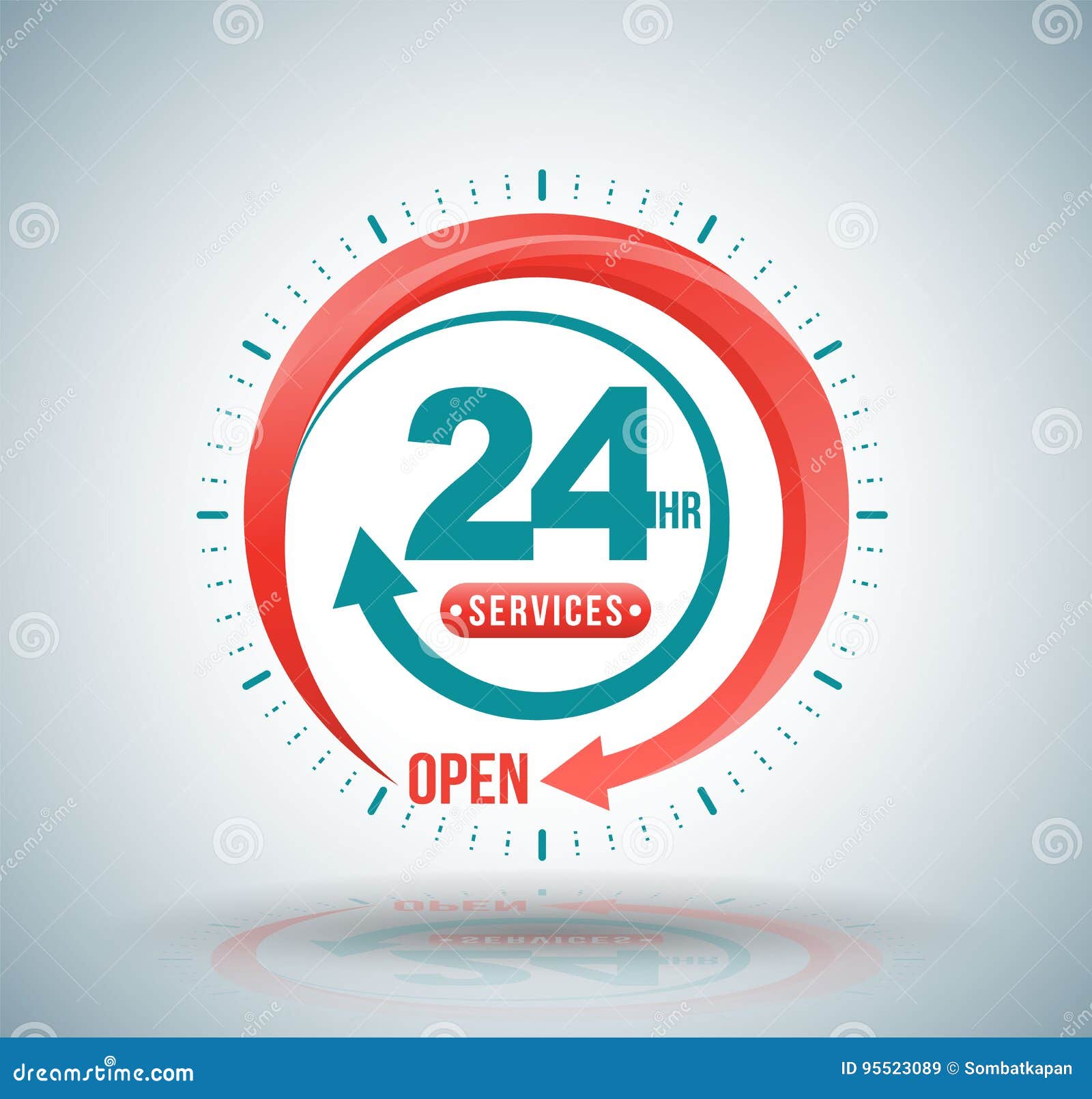24 hours services banner. stock vector. Illustration of services - 95523089
