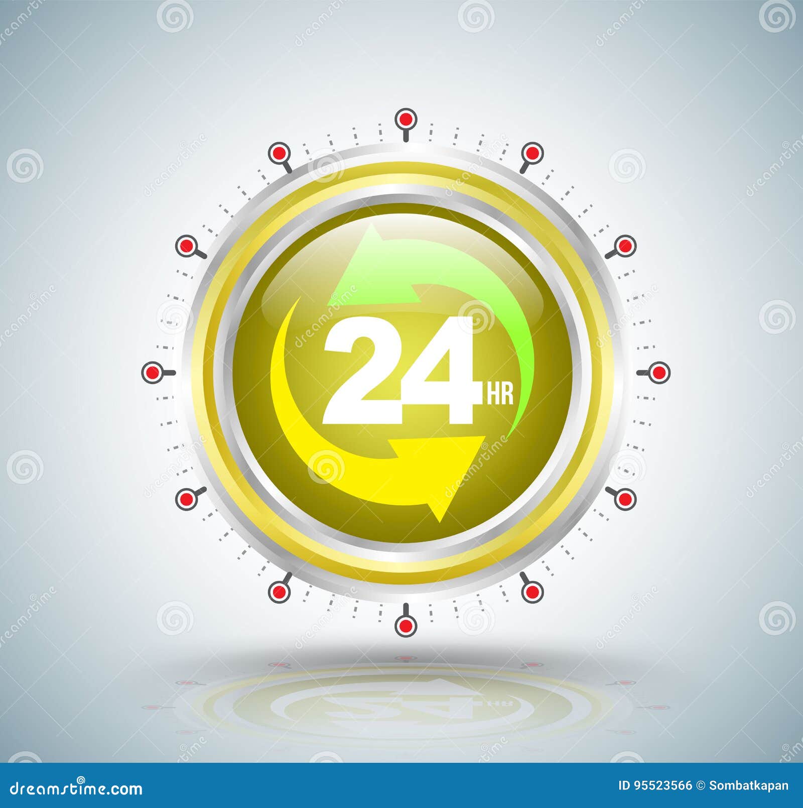 24 hours services banner. stock vector. Illustration of round - 95523566