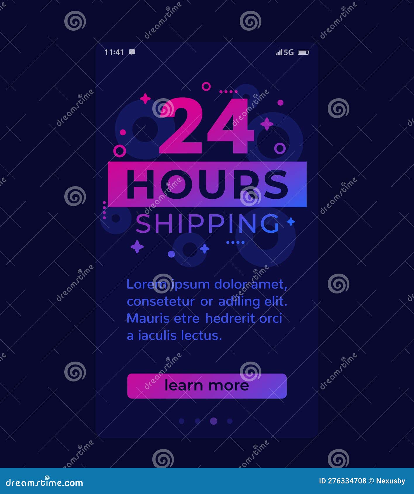 24 Hours Shipping Mobile Banner, Vector Stock Vector - Illustration of ...