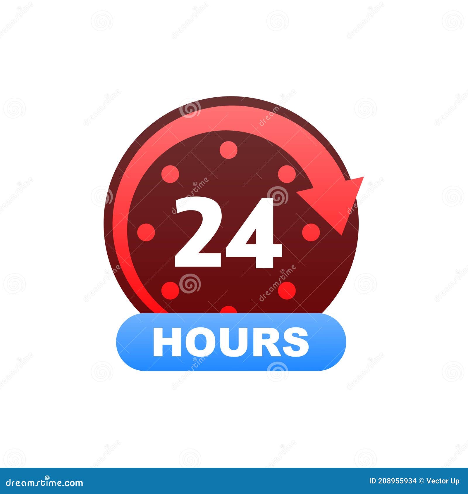 24 Hours Support in Abstract Style on White Background. Customer ...