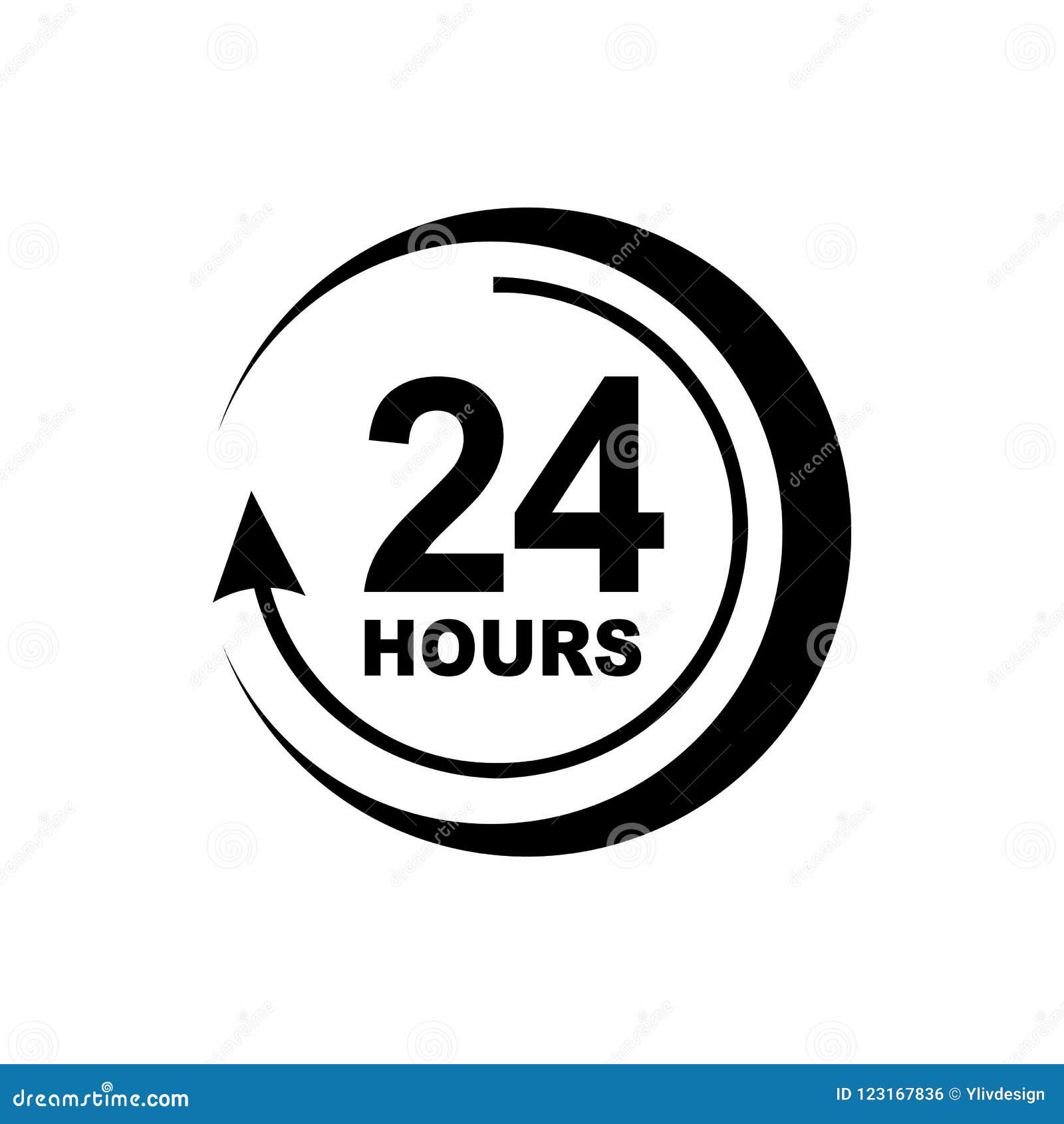 24 Hours Support Icon, Simple Style Stock Illustration - Illustration ...