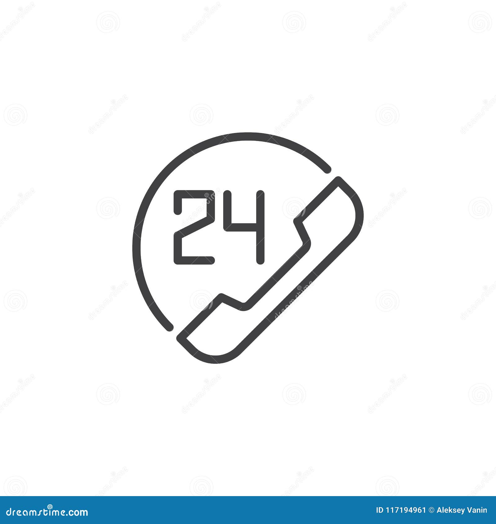 24 Hours Support Outline Icon Stock Vector - Illustration of support ...