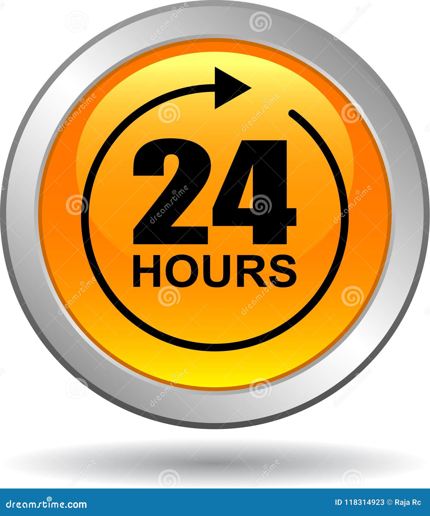 24 Hours Support Web Button Orange Stock Vector - Illustration of ...