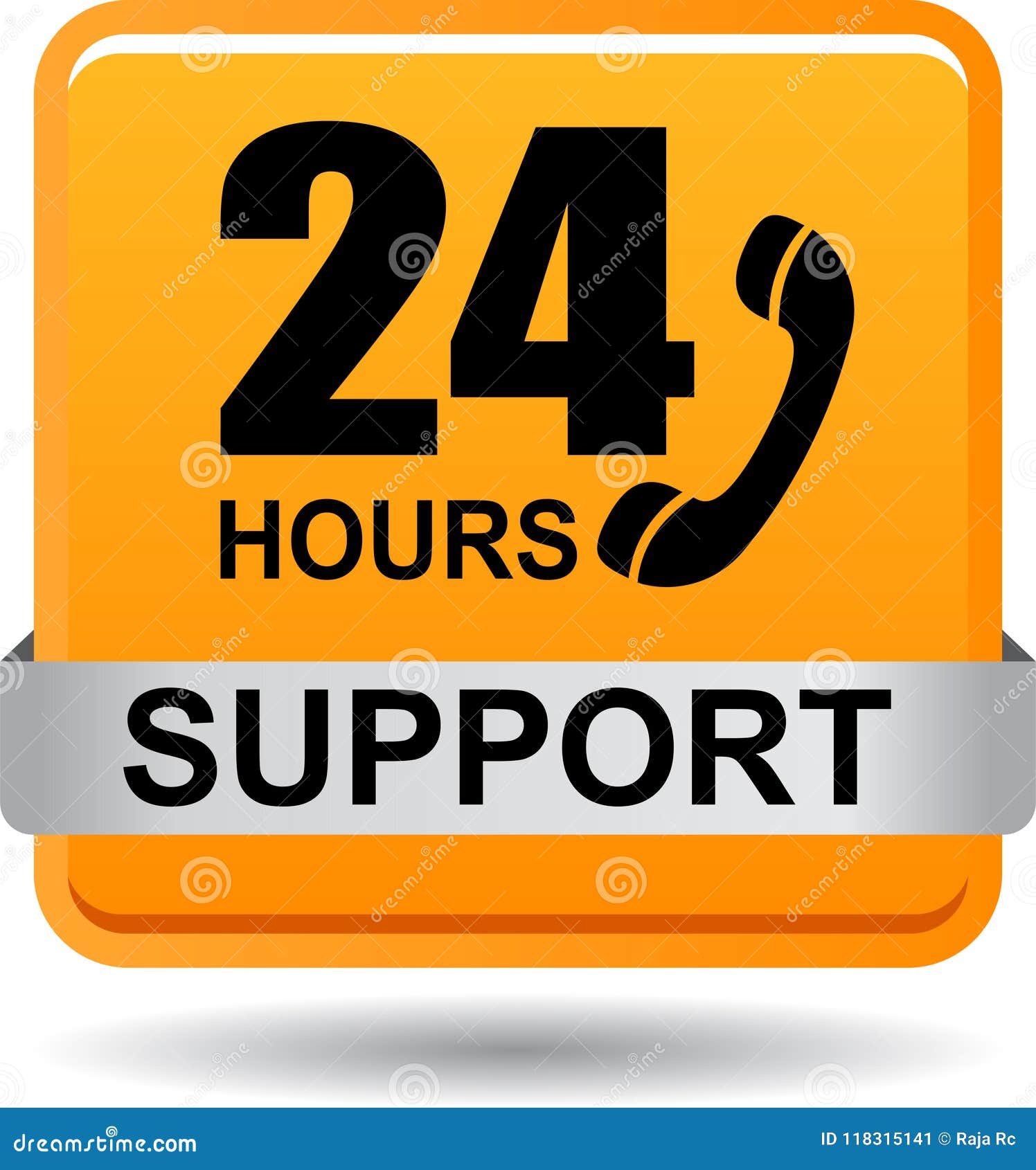 24 Hours Support Web Button Orange Stock Vector - Illustration of ...