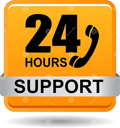 24 Hours Support Web Button Orange Stock Vector - Illustration of ...