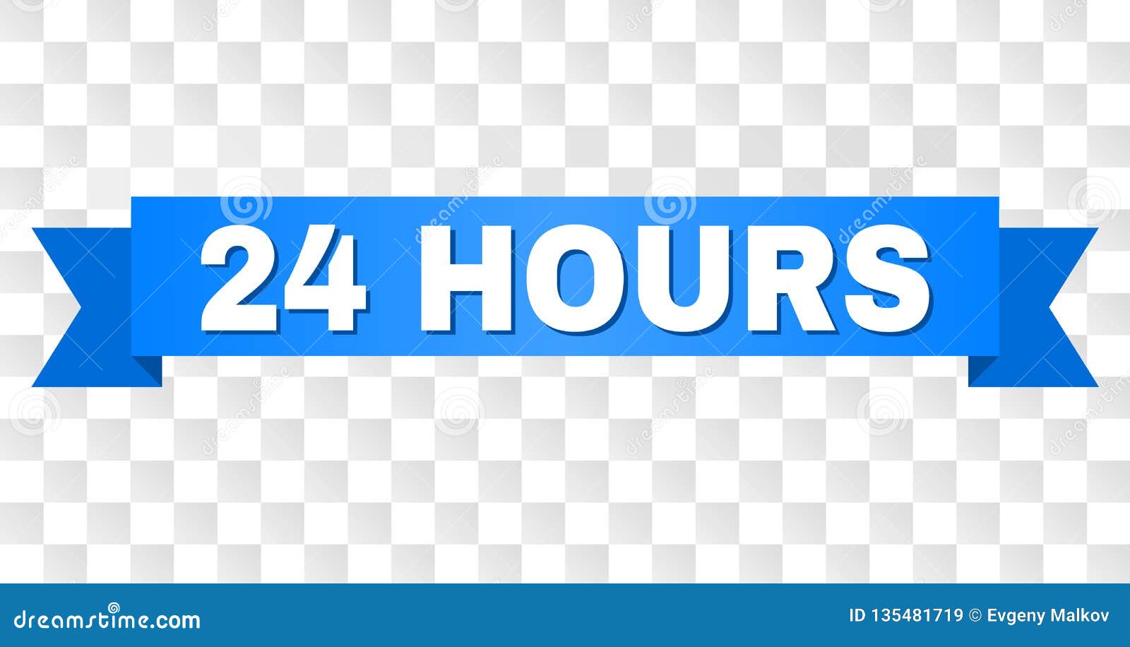 Blue Tape with 24 HOURS Caption Stock Vector - Illustration of emblem ...