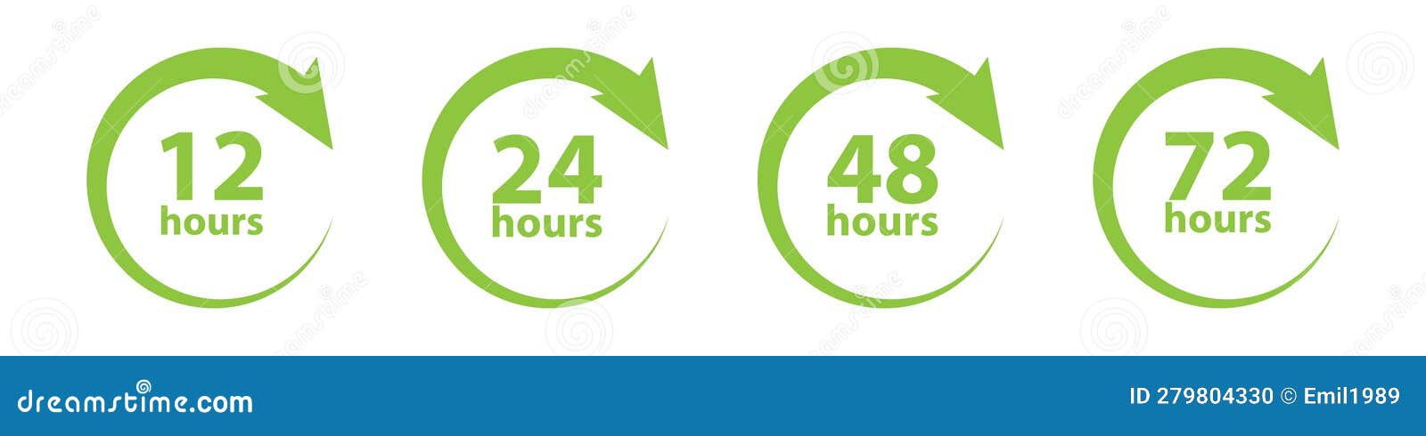 12, 24, 48, 72 Hours Timer Icon Set with Circle Arrow Stock ...