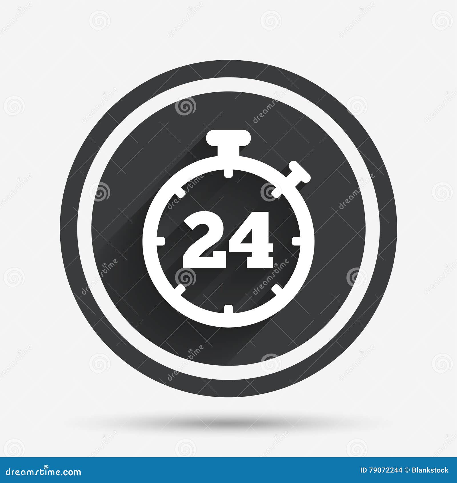 24 Hours Timer Sign Icon. Stopwatch Symbol Stock Vector - Illustration ...