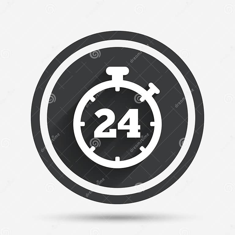 24 Hours Timer Sign Icon. Stopwatch Symbol Stock Vector - Illustration ...