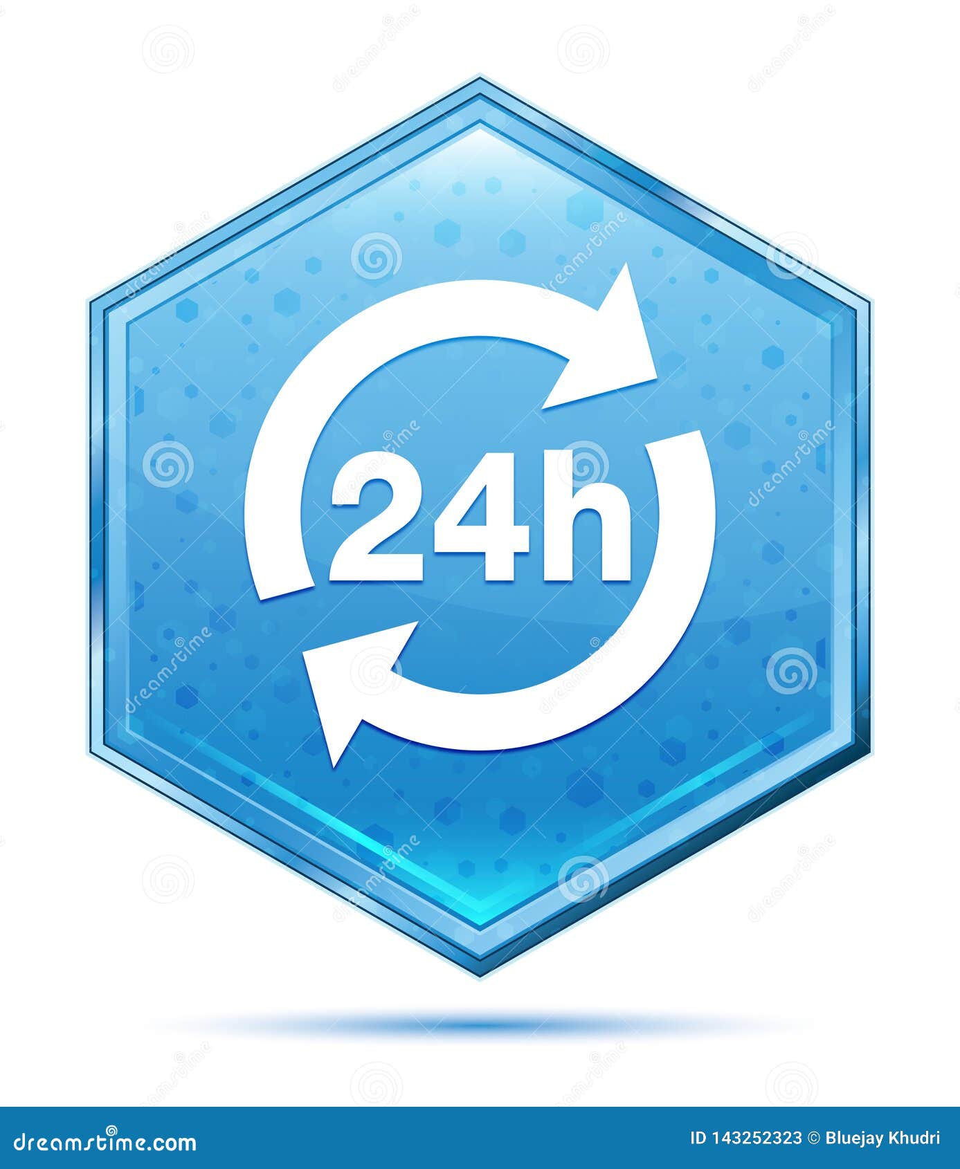 24 Hours Update Icon Crystal Blue Hexagon Button Stock Illustration ...