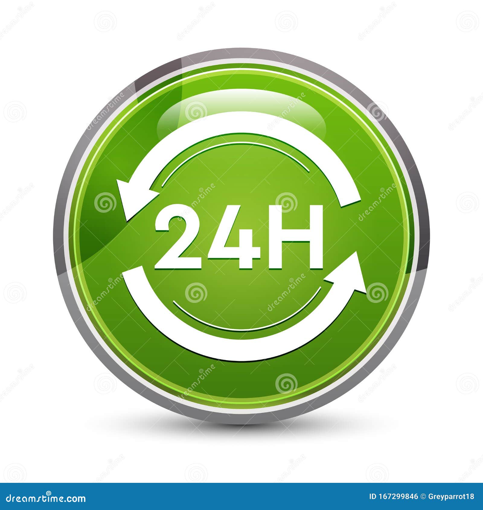 24 Hours Update Icon Elegant Green Round Button Vector Illustration ...
