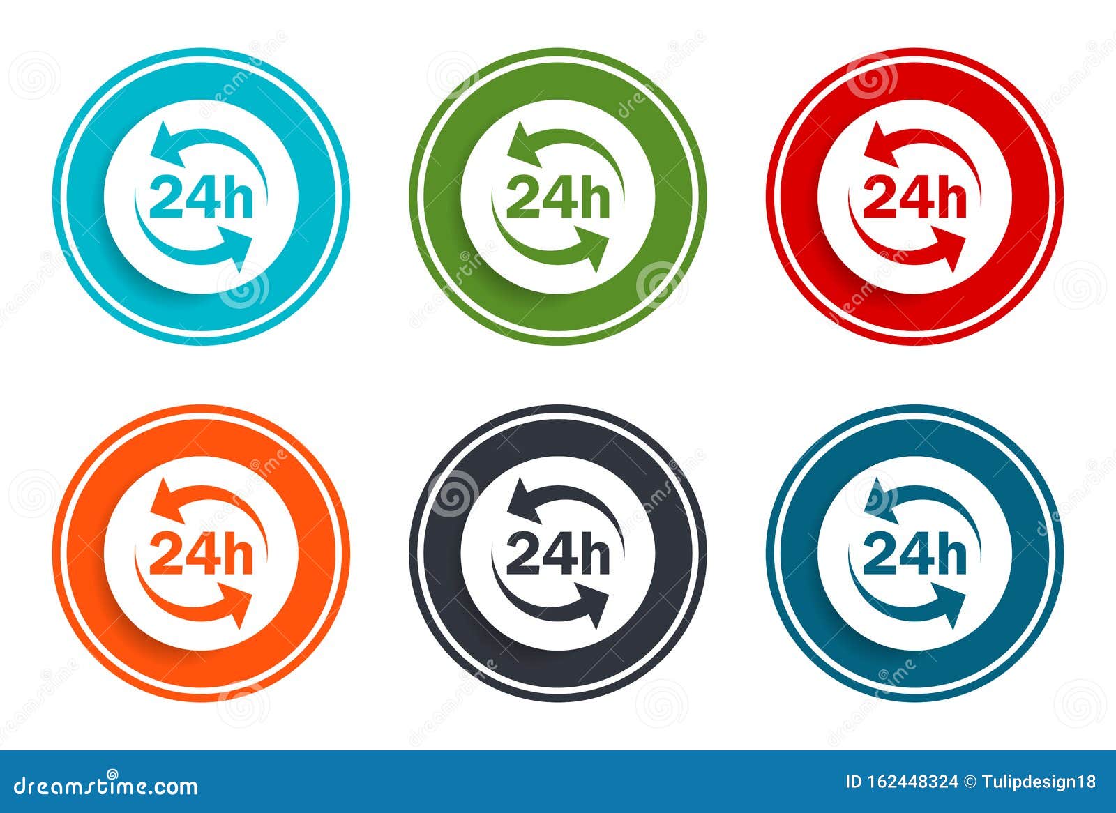 24 Hours Update Icon Flat Vector Illustration Design Round Buttons ...