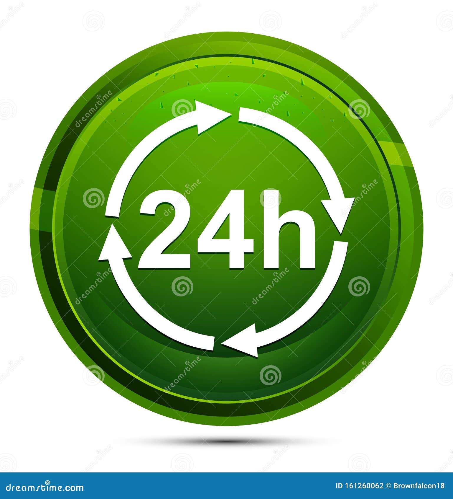 24 Hours Update Icon Glassy Green Round Button Illustration Stock ...