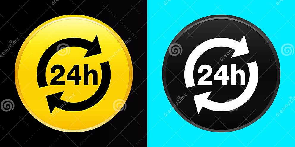 24 Hours Update Icon Flat Exclusive Button Set Stock Vector ...