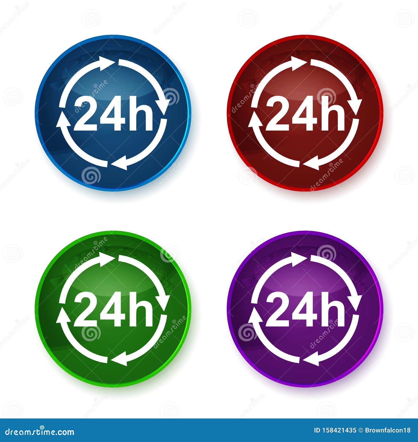 24 Hours Update Icon Shiny Round Buttons Set Illustration Stock Vector ...