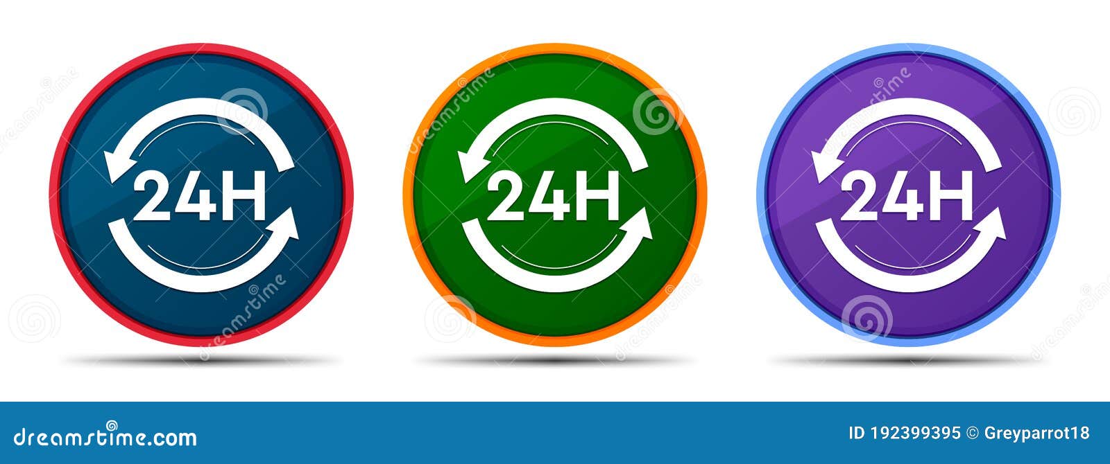 24 Hours Update Icon Silky Smart Flat Round Buton Set Illustration ...