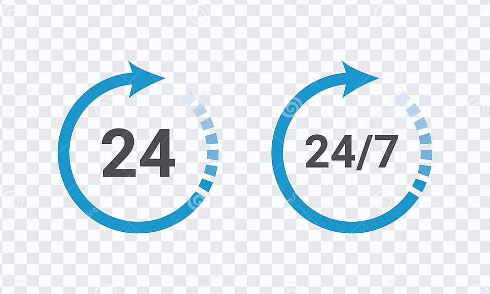 24 Hours and 24 Hours a Week Icon, 24 7 Hours, Hours and Week Icon ...