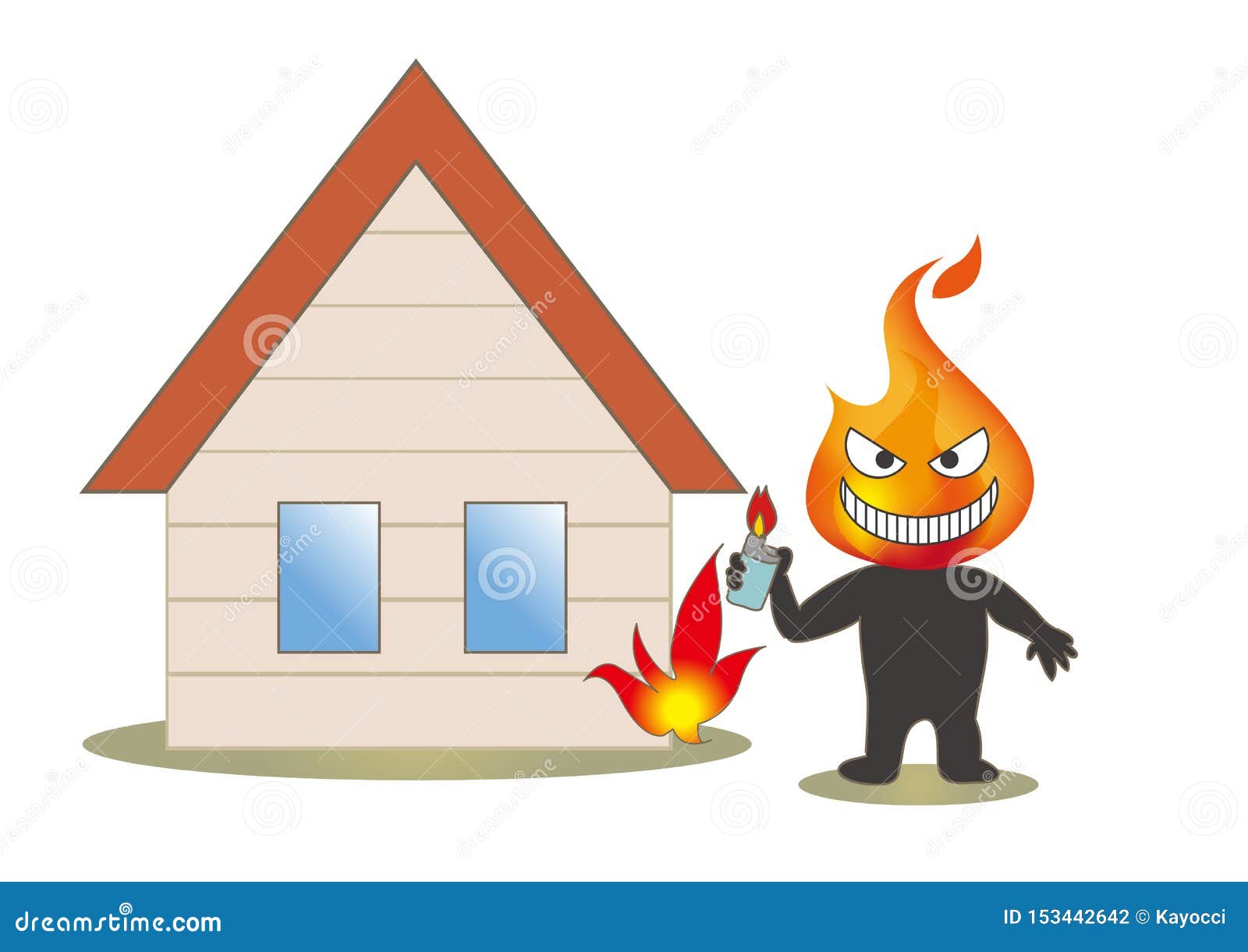 Beware Of Fire - Housing And Arsonist With A Lighter Vector ...