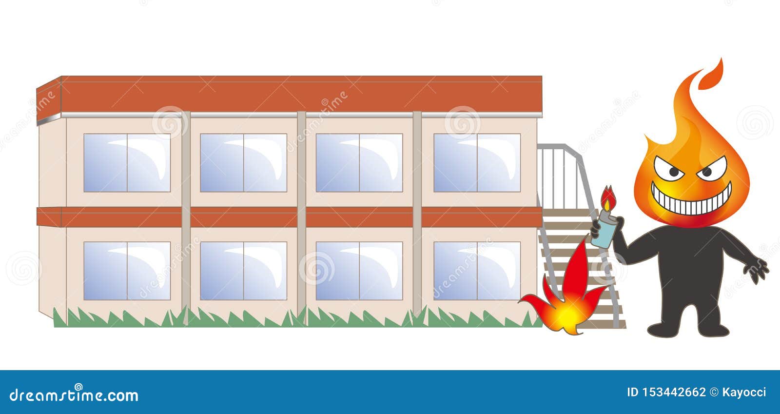 Beware of Fire - Building and Arsonist with a Lighter Stock Vector ...