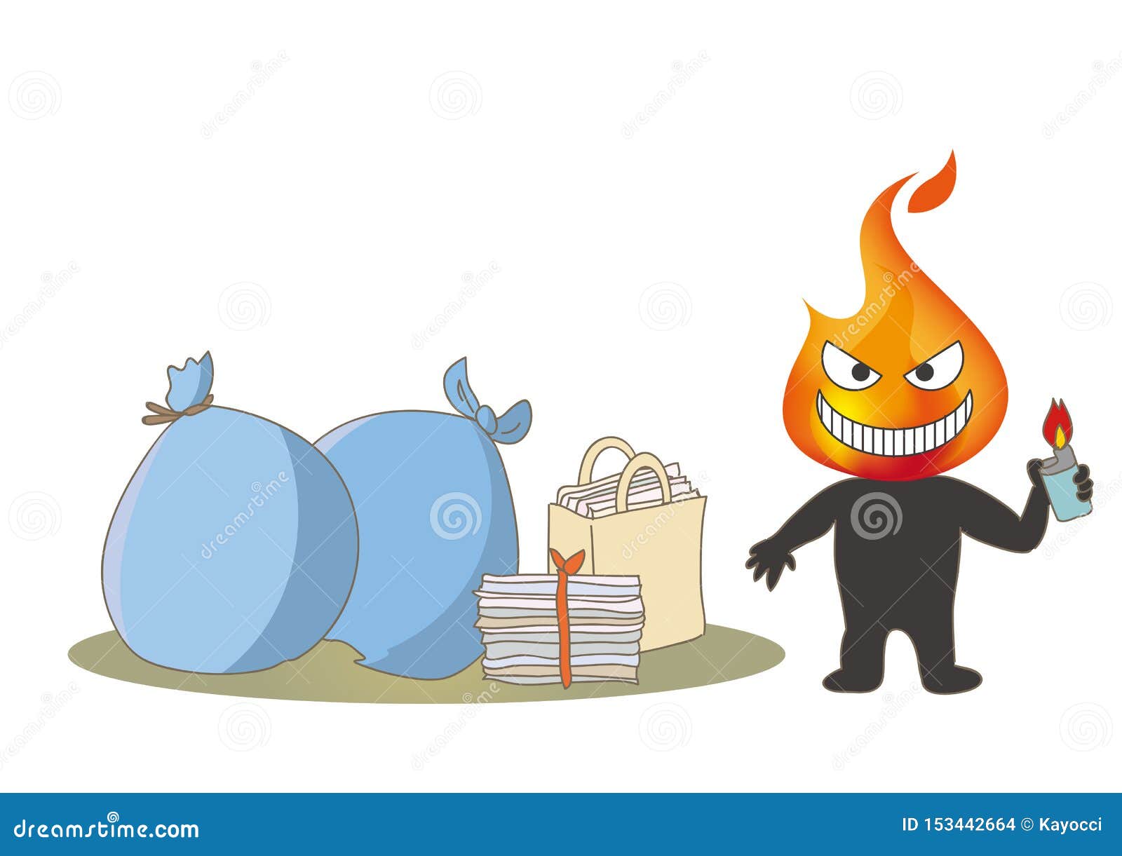 Beware of Fire - Garbage and Arsonist with a Lighter Stock Vector ...