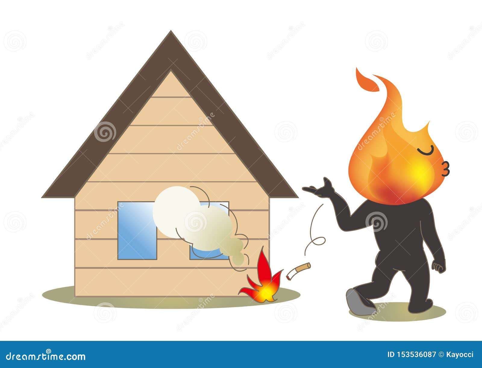 Beware of Fire - Cigarette Littering in Front of the House Stock Vector ...