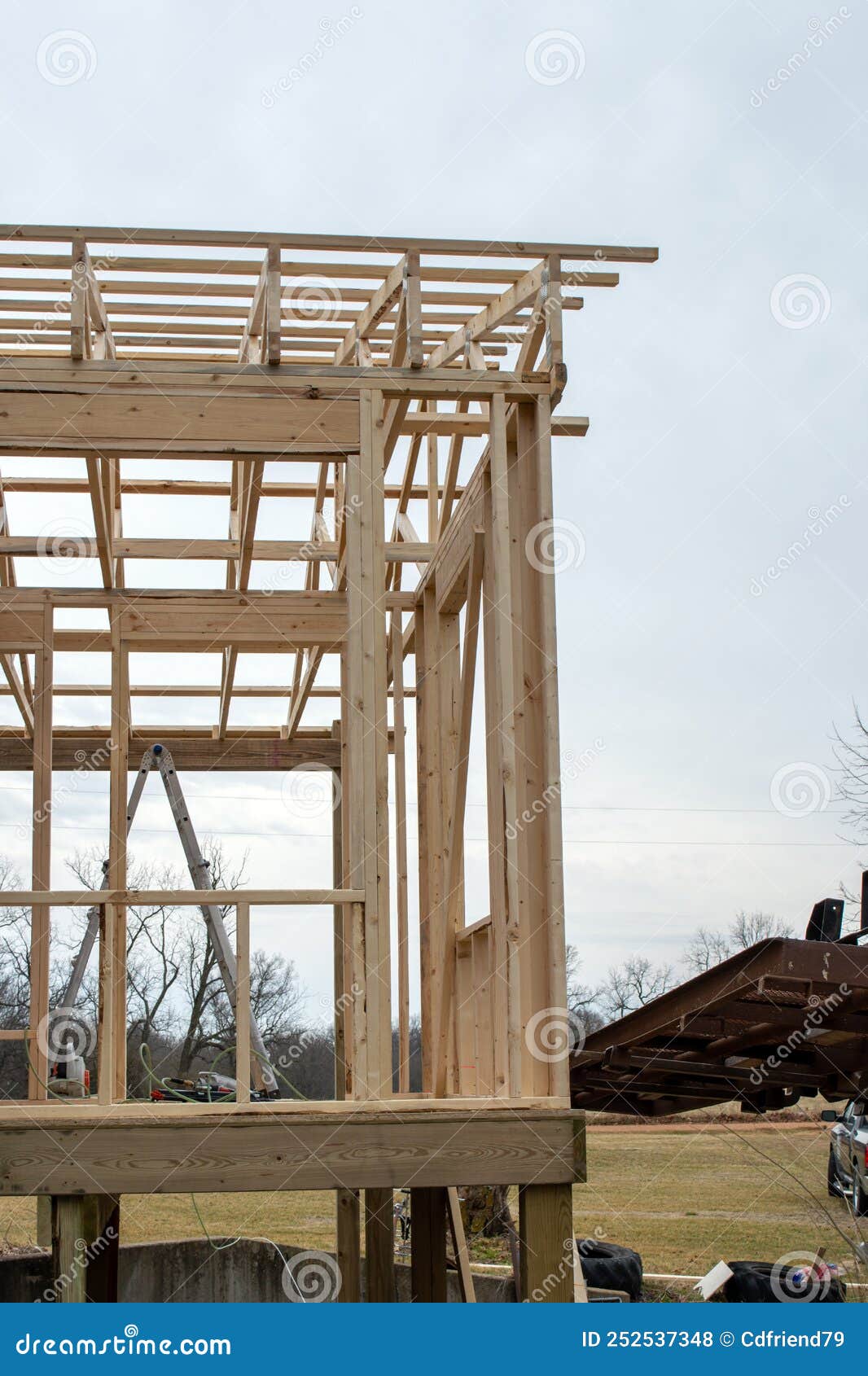 House Addition Framed and Progressing Stock Photo - Image of background ...