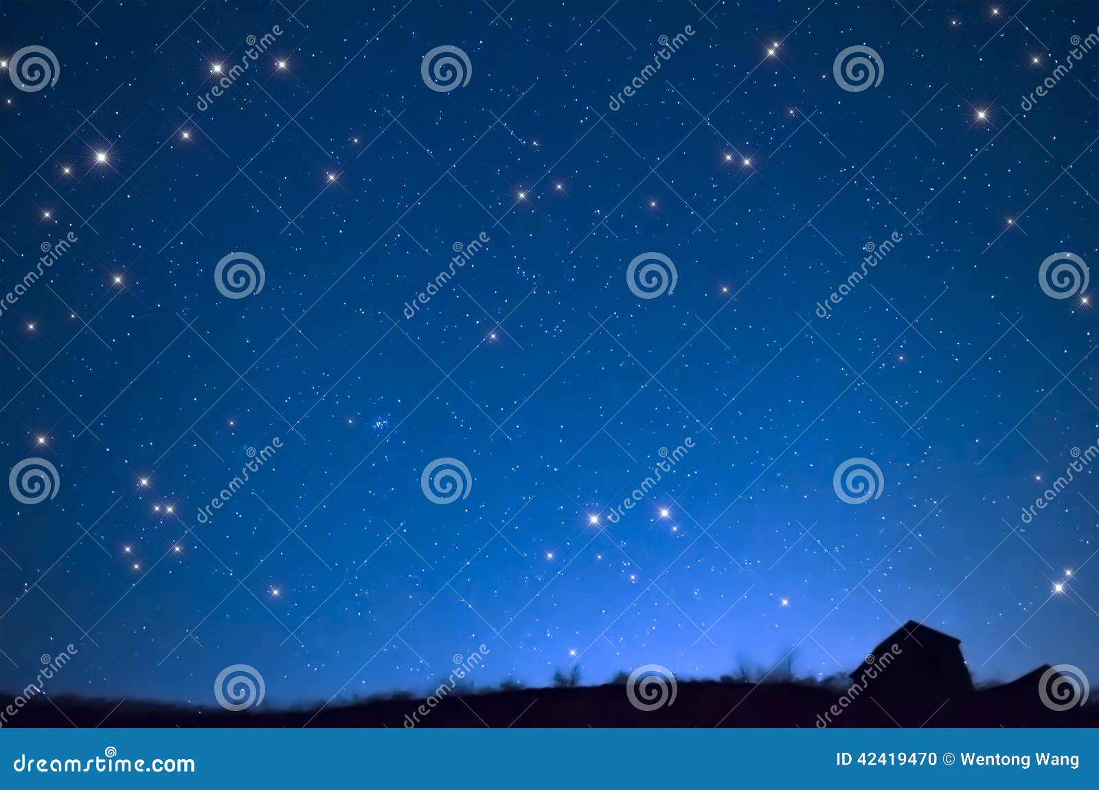 The House Against the Star Sky Stock Photo - Image of hill, mountain ...
