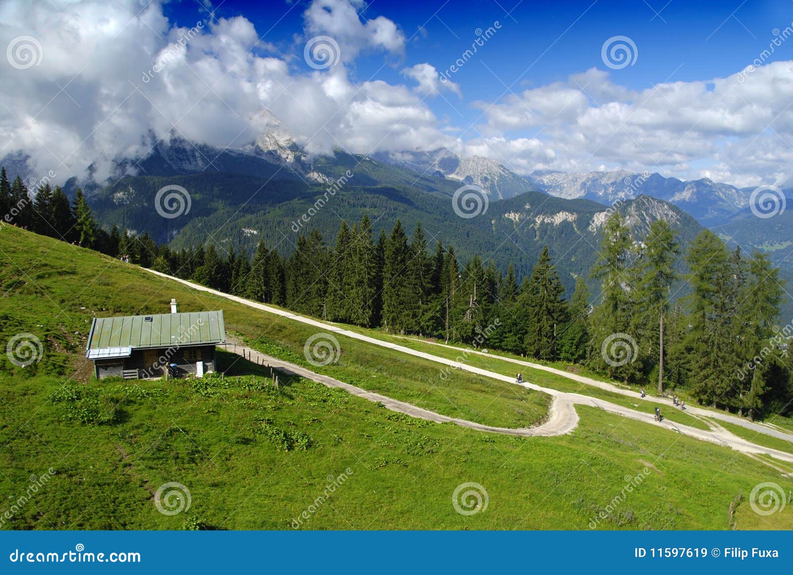 House in the Alps stock image. Image of house, farm, clouds - 11597619