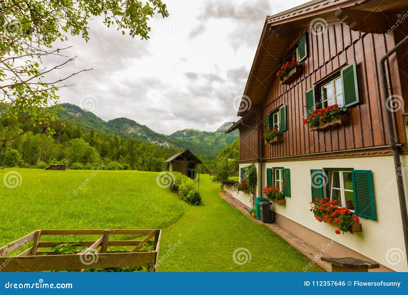 Alpine House and Mountain Forest Stock Photo - Image of italy ...
