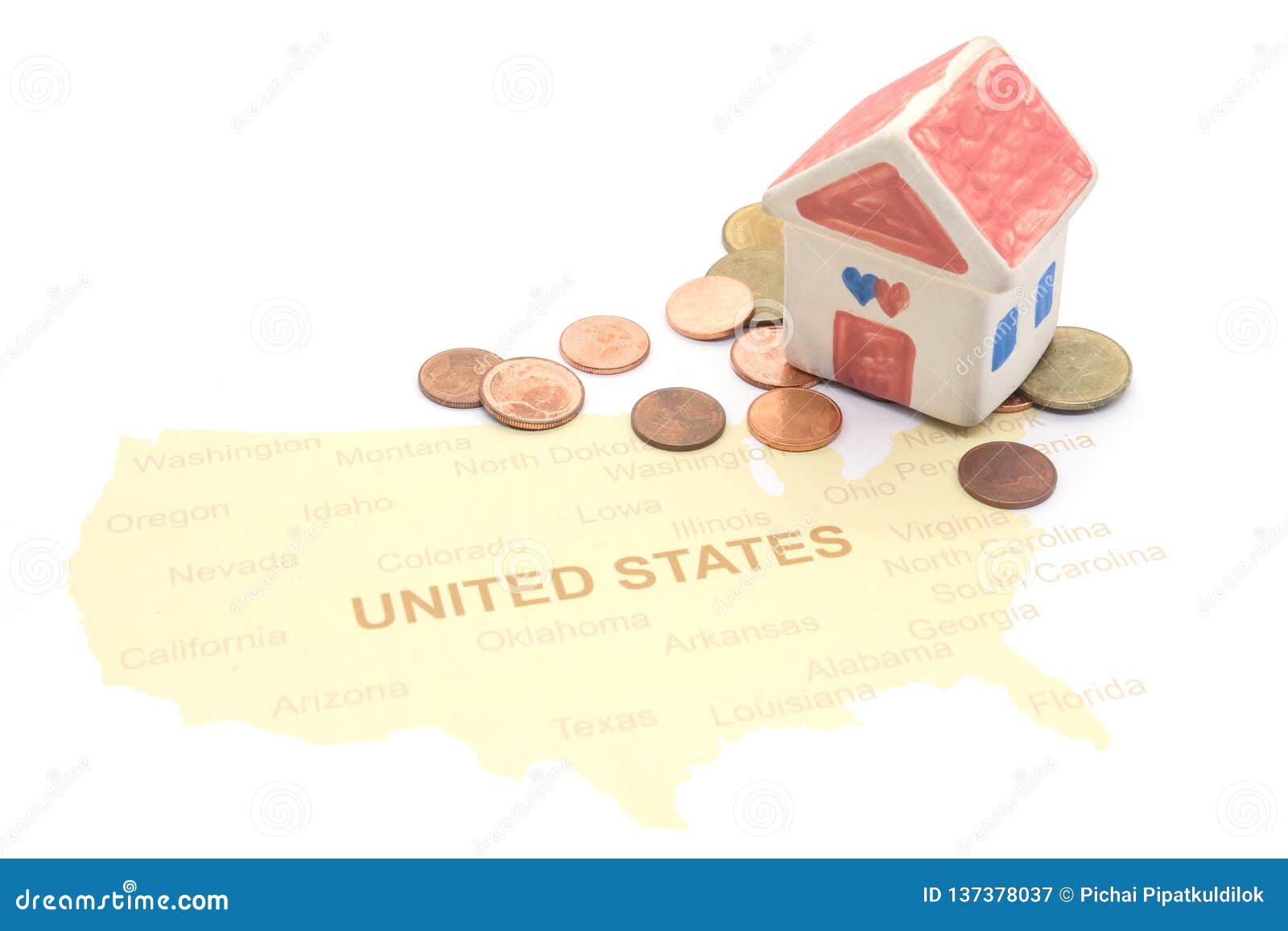 House on a American Map. Business House Concept Stock Image - Image of ...