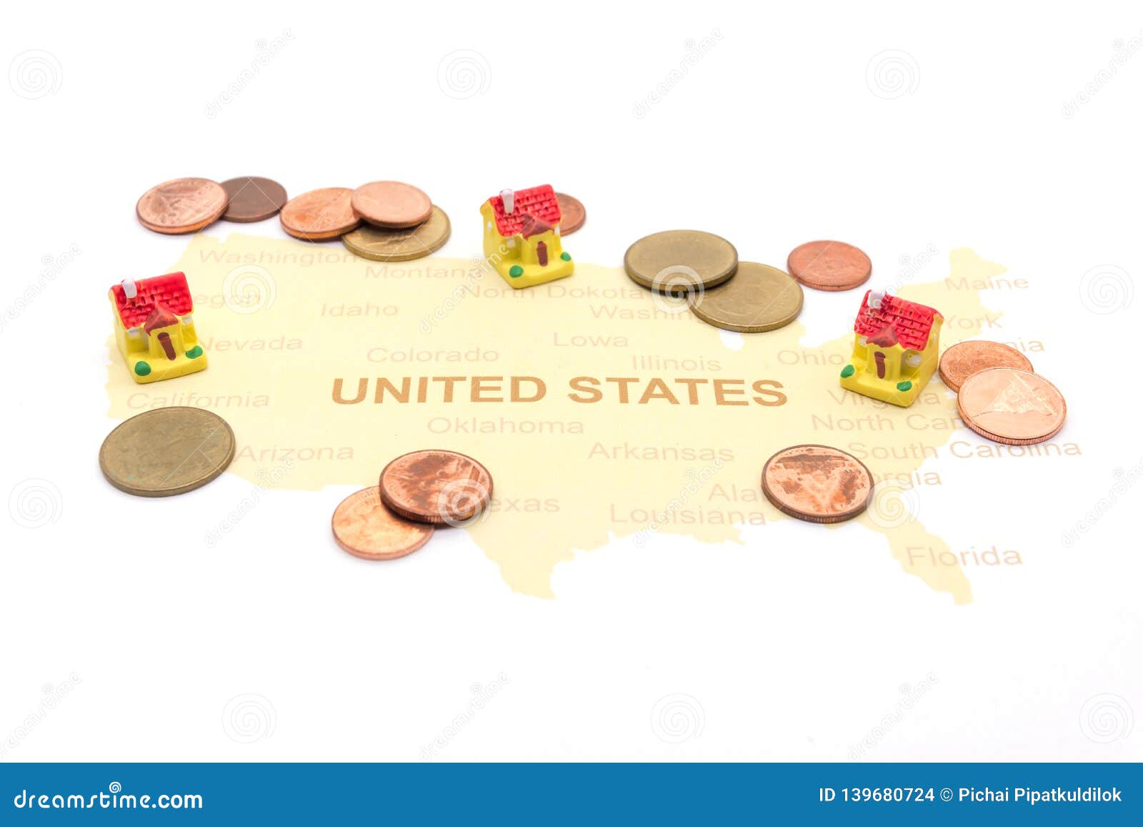House on a American Map. Business House Concept Stock Photo - Image of ...