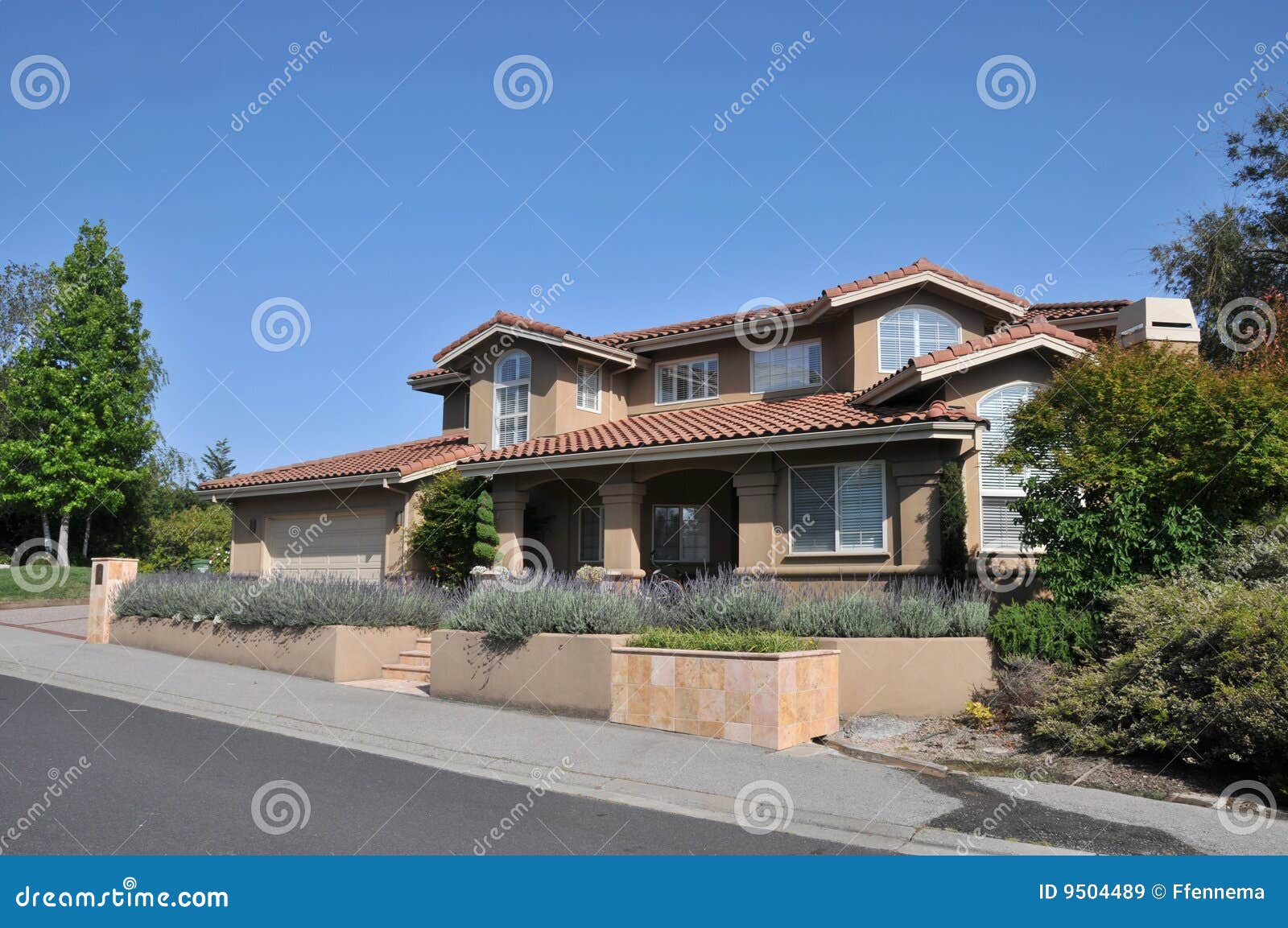 House with Angled Landscaping Stock Image - Image of exterior, western ...